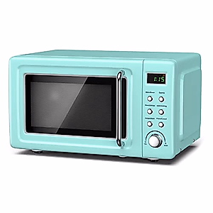 Retro Microwave Oven, SIMOE Small Countertop Microwave 0.7 cu. ft. 700W with 8 Preset Cooking Options (Mint Green)