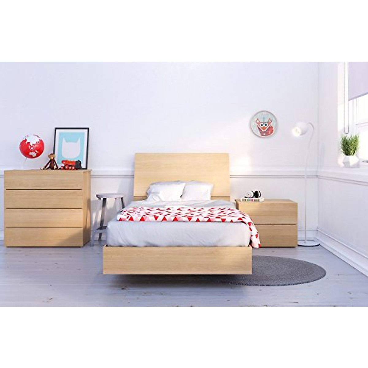 Nexera 2-Drawer Nightstand, Natural Maple