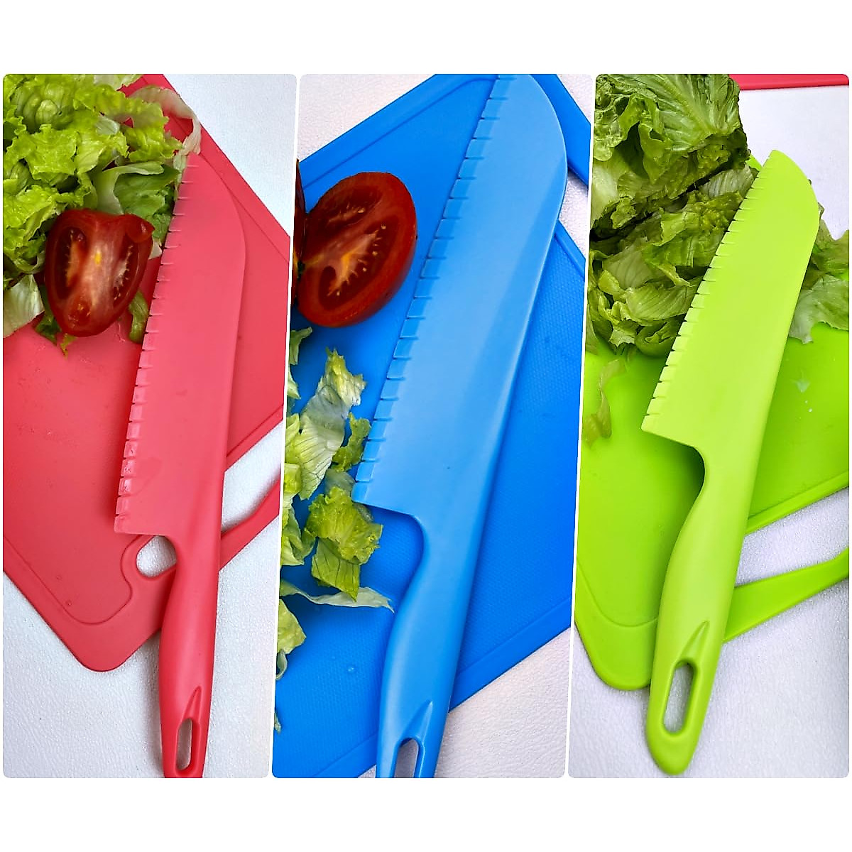 jawbush Professional Lettuce Knife to Prevent Browning, 11" Plastic Serrated Kitchen Knife for Veggies, Salad, Fruit, Bread or Cake, Nylon Knife for Nonstick Pans, Green, 2 Pack