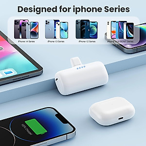 [2-Pack] Mini Portable Charger for iPhone,5200mAh Ultra Compact PD Fast Charging Power Bank,Plug-in Battery Pack Travel Cordless Phone Charger,Compatible with iPhone 14/14Pro/13/12/11/X/8/7/6plus etc