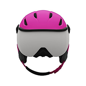 Giro Buzz MIPS Kids Ski Helmet - Snowboard Helmet with Integrated Goggle Shield/Visor - Matte Bright Pink - Size S (52-55.5cm)