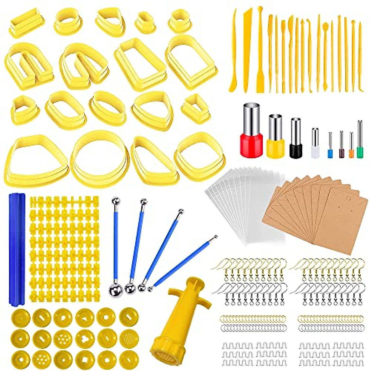 Yayatty 299 PCS Polymer Clay Cutters Set, 18 Shapes Clay Earring Cutters with Earrings Accessories, Clay Pattern Cutting Molds, Plastic Clay Cutters for Polymer Clay Jewelry Making
