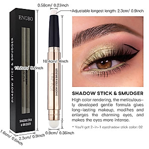 LOKFAR Eye-Shadow Stick Makeup Cosmetics Eye Brightener Stick, Rotatable Cream Eye Shadow Pencil, Glitter Shimmer Eyeshadow Stick with Soft Brush for Eye Makeup (02# Light Gold Shimmer)
