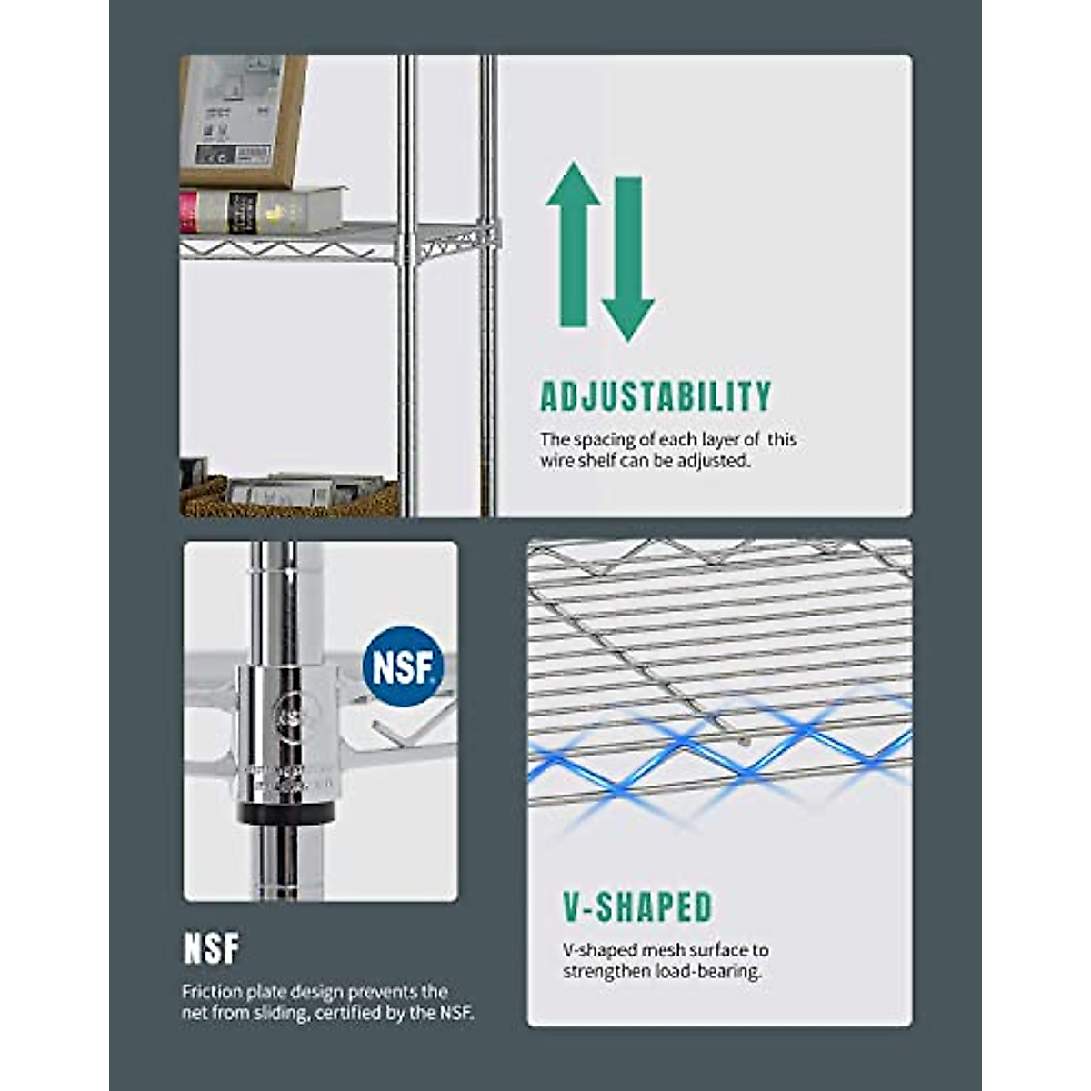 FDW 18x48x82 inch Wire Shelving Unit with Wheels Steel 6 Tier Heavy Duty Layer Rack Storage Metal Shelf Garage Organizer Wire Rack Shelving Adjustable Utility 2100 LBS Capacity,Chrome
