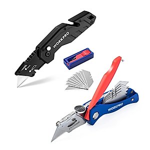 WORKPRO Folding Utility Knife & WORKPRO Folding Utility Knife, 15 Extra Blades Included