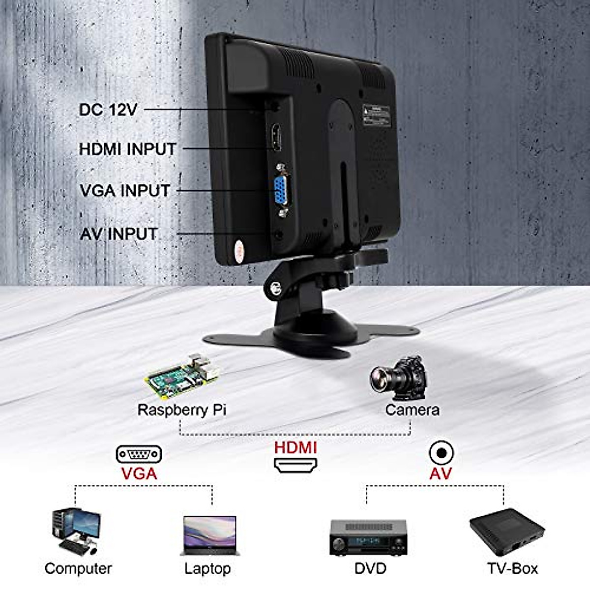 OSCY 7 inch Portable Small HDMI Monitor HD VGA Monitor,Small LCD HDMI Monitor Mini Screen 1024x600,for Mac Mini/Mini/TV/Raspberry PI/Camera/Gaming,with Speakers Earphone Jack