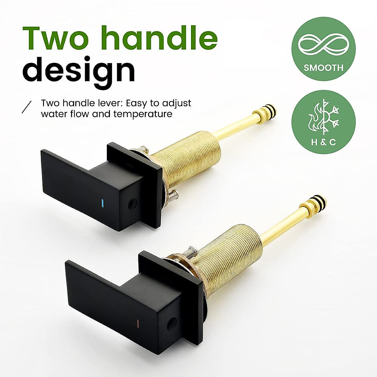 Matte Black Bathroom Faucets for Sink 3 Hole Widespread Waterfall Vanity Faucets Basin Faucet with Pop-Up Drain 8 inch Bathroom Lavatory Faucet