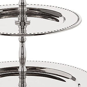 Elegance 3-Tier Beaded Buffet Serving Stand, Silver, Large