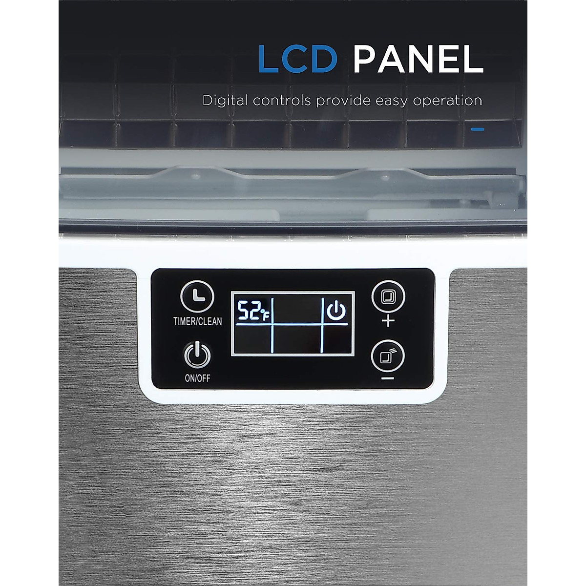 SOUKOO Ice Maker, 44lbs Daily Ice Cube Makers,Stainless Steel Ice Makers Countertop,Tabletop Ice Maker Machine with a Scoop and a 3 Pound Storage Basket…