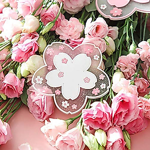 4PCS Kawaii Sakura Cup Coaster, Decor Cup Placemat, Cute Kitchen Pot Bowl Pad Placemat, Cherry Blossom Coaster, Table Cup Mat, Flower Pattern Mug Pink Coasters Set Of 4 for Drinks, Coffee, Tea (4.5in)