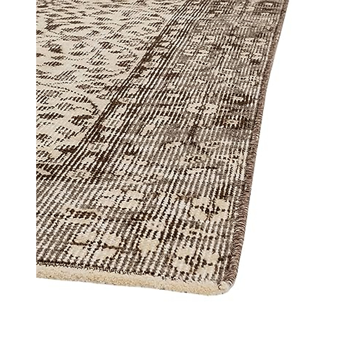 BESPOKY 5'2" x 8' 10" (158 x 270 Cm) Vintage Gray Frame Wool and Cotton Handmade Area Rug
