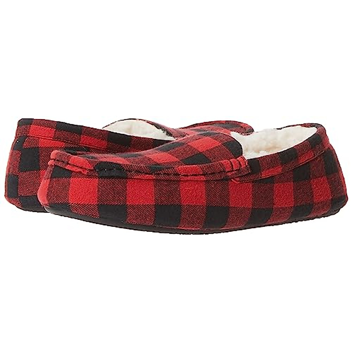 Amazon Essentials Men's Moccasin Slipper, Black Red Buffalo Check, 13