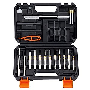 HORUSDY 22-Pieces Punch Set Punch Made of Solid Material, Including Steel Punch and Hammer with Steel for Maintenance