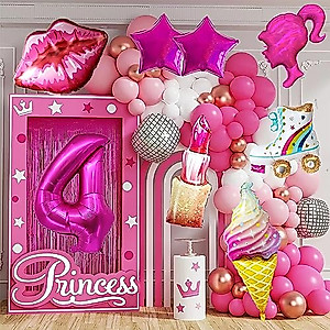 8PCS Pink Balloons for Party Decorations, Hot Pink Balloon for Pink Princess Doll Theme Party Girl Birthday Baby Shower Princess Themed decorations (4th)