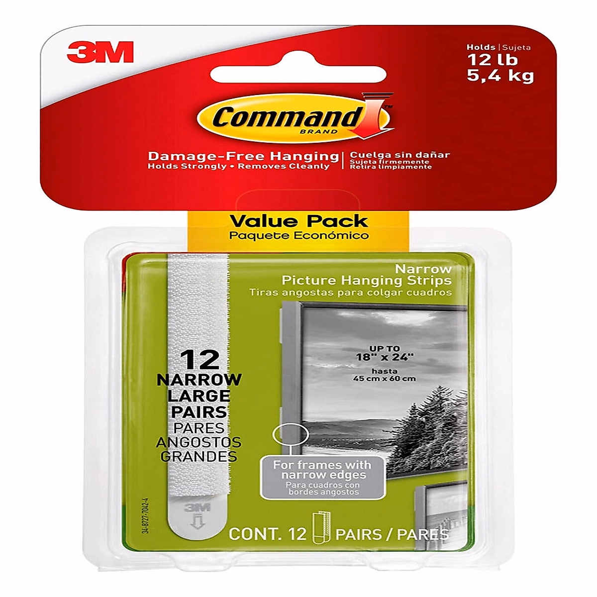 Command 17207-12ES Hanging Strips, 0, 12 Count