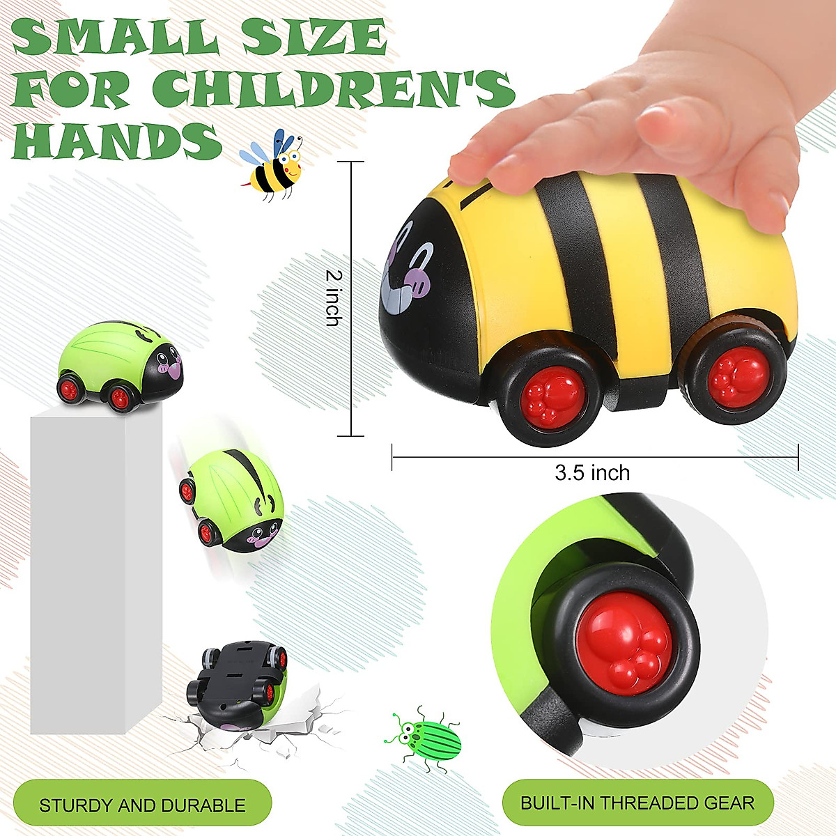 Skylety 6 Pieces Animals Pull Back Cars Friction Powered Push and Go Back and Forth Vehicles Car Toys Friction Powered Vehicle Playset Toys