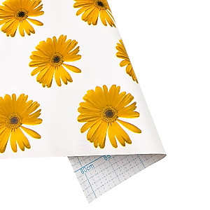 Yifely Peel & Stick Shelf Liner Removable Countertops Paper for Covering Apartment Old Drawer Cabinets, Yellow Daisy, 17.7 Inch by 9.8 Feet