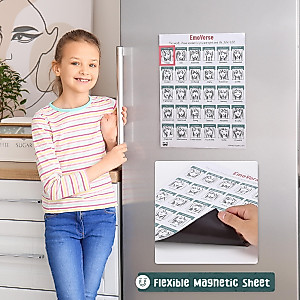 EmoVerse Magnet Feeling Chart with Bible Verse Guide, 14.5"x11.4", Emotions Chart for Kids and Adults, 30 Different Feelings