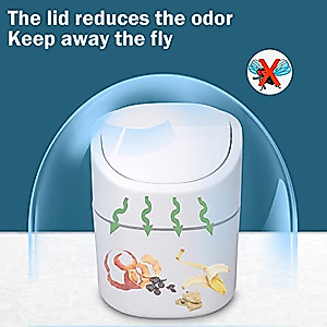 Mini Desk Trash Can with Lid with Trash Bags 180 Pcs Swing-Lid Tiny Countertop Garbage Bin Small Table Top Plastic Covered Waste Basket