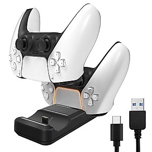 Charging Dock for PS5 Controller, DualSense Charger for Playstation 5, Dual Controller Charger Stand with Type-C Charging Cable