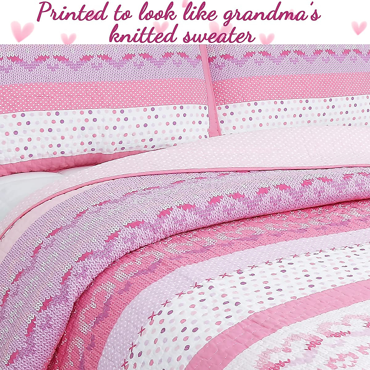 Cozy Line Home Fashions Cute Pink Butterfly Stripe Hearts 100% Cotton Soft Bedding Quilt Set, Coverlet, Bedspread (Twin - 2 Piece)
