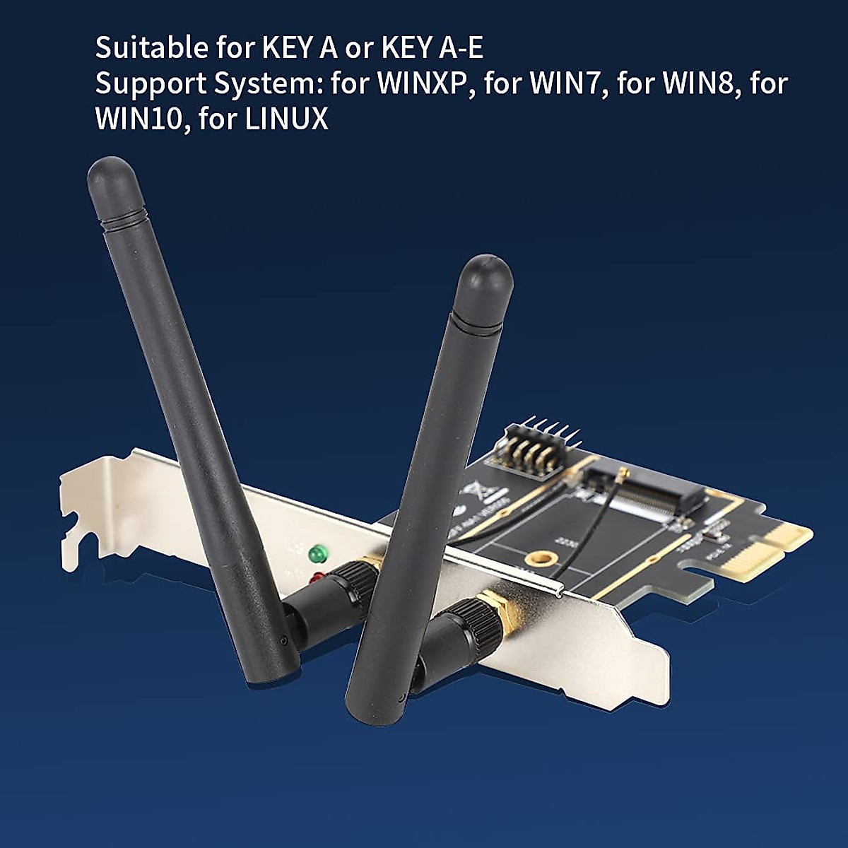 PCI E WiFi Card for PC, PCI E to NGFF M.2 WiFi Bluetooth Wireless Module Adapter Card, PCI E 1X to Key A E Adapter Card, Bluetooth Network Card Expansion Card