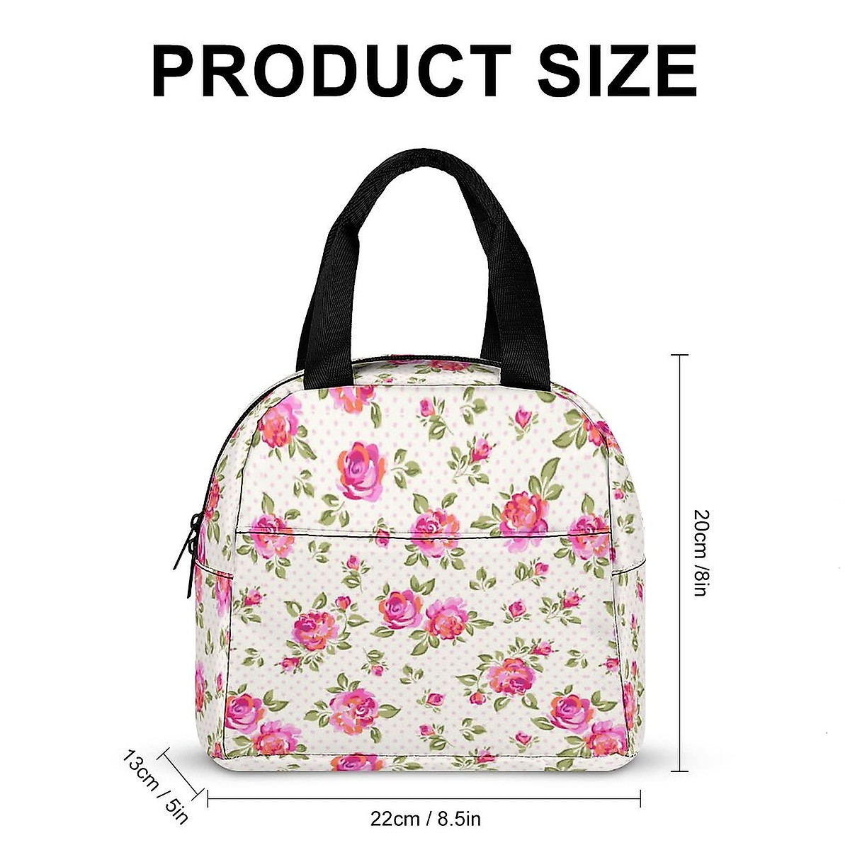 Roses Lunch Bag for Women Men, Insulated Meal Bag, Lunch Tote Bag for Work Outdoor