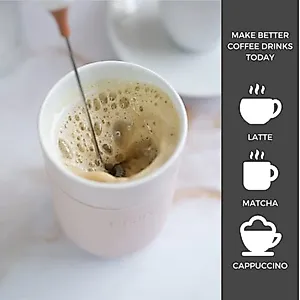 TUCUSA Original Portable Drink Mixer│Milk Frother Handheld │Hand Blender│Electric Whisk for Home & Kitchen │Milkshake Maker│Frother for Coffee, Chocolate, Cappuccino, Latte, Matcha. (CREAM)