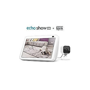Echo Show 8 (2nd Gen, 2021 release) - Glacier White bundle with Blink Mini