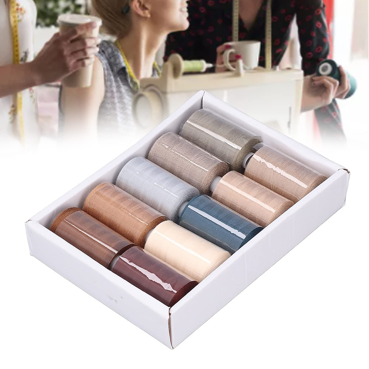 PESUMA Colorful Sewing Machine Thread Set - 10 Gray Series Polyester Embroidery Tools with Excellent Tensile Strength - Sewing Thread for All Your Sewing Projects