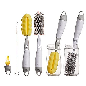 SEEDNUR Baby Bottle Brush Silicone Cleaning Brushes Water Bottle Cleaner 4pcs(Gray)