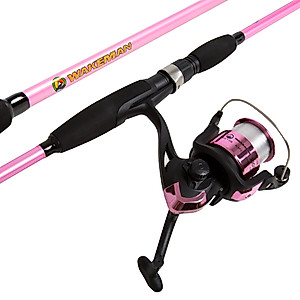 Wakeman Strike Series Spinning Rod and Reel Combo - Hot Pink, 78 Inches, Reel Width: 5.75 Inches, Reel Height: 5 Inches