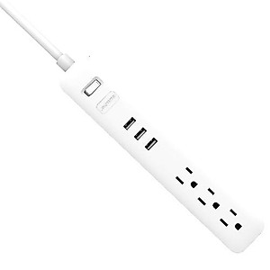 WYZE Surge Protector, 3 USB Ports, 3-Outlets, 15A Overload Protection, 4ft Power Cord, Work from Home, UL and FCC Certified, White
