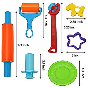 Joyin 44 Pieces Play Dough Accessories Set for Kids, Playdough Tools with Various Plastic Molds, Rolling Pins, Cutters