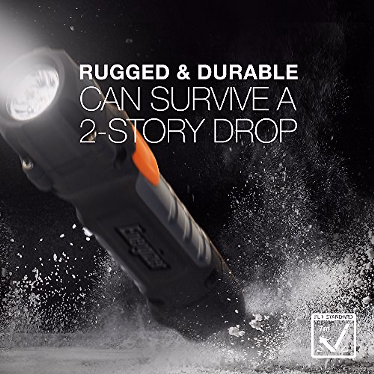 Energizer HC-300 LED Flashlight, IPX4 Water Resistant, Maximum Durability, Smart Dimming LED, High-Performance Task Light, Batteries Included, Black/Gray