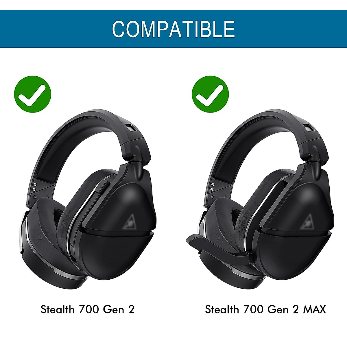 Cooling Gel Ear Pads for Turtle Beach Stealth 700 Gen 2 / Stealth 700 Gen 2 MAX Wireless Gaming Headset, GVOEARS Replacement Cushions with Ice Silk Fabric, Thickness & Sound Isolation - Black