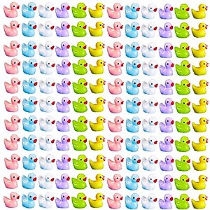 Neec 110 Pcs Mini Resin Duck，Miniature Figures Fairy Garden Ducks Tiny Ducks for Home Prank Game Dollhouse Ornament Handmade School Project Accessories
