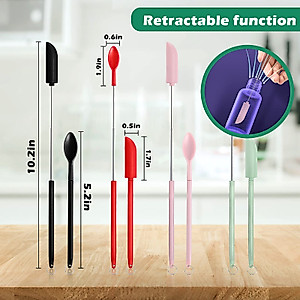 Vodolo 8 PCS Silicone Telescopic Spatula and Spoon for Makeup Mixing Palette Mini Makeup Spatulas To Get Last of Makeup Out, Beauty Cosmetic Spatula Make Up Spatula Tool