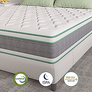 Novilla King Size Mattress, 10 Inch Hybrid Mattress in a Box, Individually Wrapped Pocket Coils Innerspring Mattress for Motion Isolation, Pillow Top Mattress with Medium Firm Feel, Groove