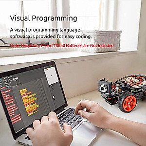 SunFounder Smart Video Car Kit V2.0 PiCar-V Robot Kit for Raspberry Pi 4 Model B 3B+ 3B Graphical Visual Programming Language, Video Transmission, Remote Control by UI on Windows Mac Web Browser