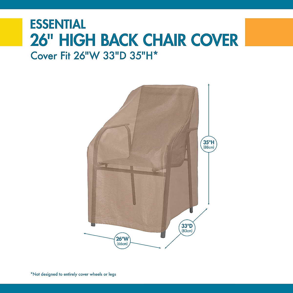 Duck Covers Essential Water-Resistant 26 Inch Patio High Back Chair Cover, stackable chair covers for outdoor furniture