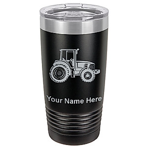 LaserGram 20oz Vacuum Insulated Tumbler Mug, Farm Tractor, Personalized Engraving Included (Black)