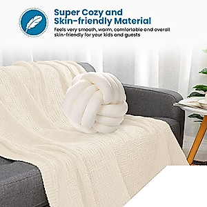 Soft Knot Ball Round Pillows, Comfortable Throw Pillow Cushion Home Decoration Plush Pillow, Handmade Throw Pillow Round Plush Pillow | 8 inches,Ivory