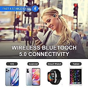 Tayogo Bone Conduction Headphones with Microphone Bluetooth 5.0 Open Ear Wireless Earphones for Running, Sports, Fitness - Grey