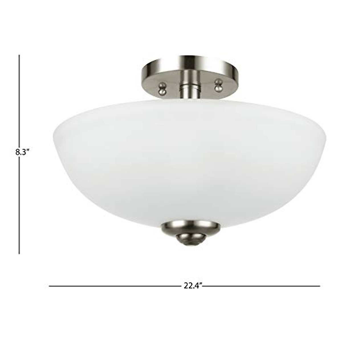 Globe Electric 61025 Vienna 2-Light Semi-Flush Mount, Brushed Nickel, Frosted Glass Shade