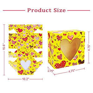 24 Valentines Day Boxes, Heart-shaped Transparent Window Gift Box, Premium Valentines Day Treat Boxes for Kids & Perfect for Holiday Pastries Doughnut and Cookie Boxes, Brownies, Cupcake, Gift Giving
