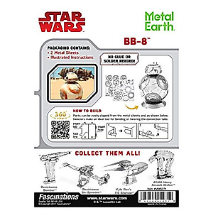 Metal Earth Fascinations Star Wars BB-8 3D Metal Model Kit Bundle with Tweezers