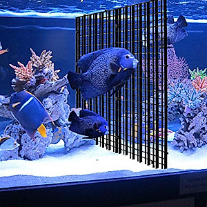 OIIKI 2PCS Egg Crate for Aquarium, Grid Tank Divider Tray, Fish Tank Bottom Isolation, with 4PCS Sucker Clip, for Mixed Breeding (Black)