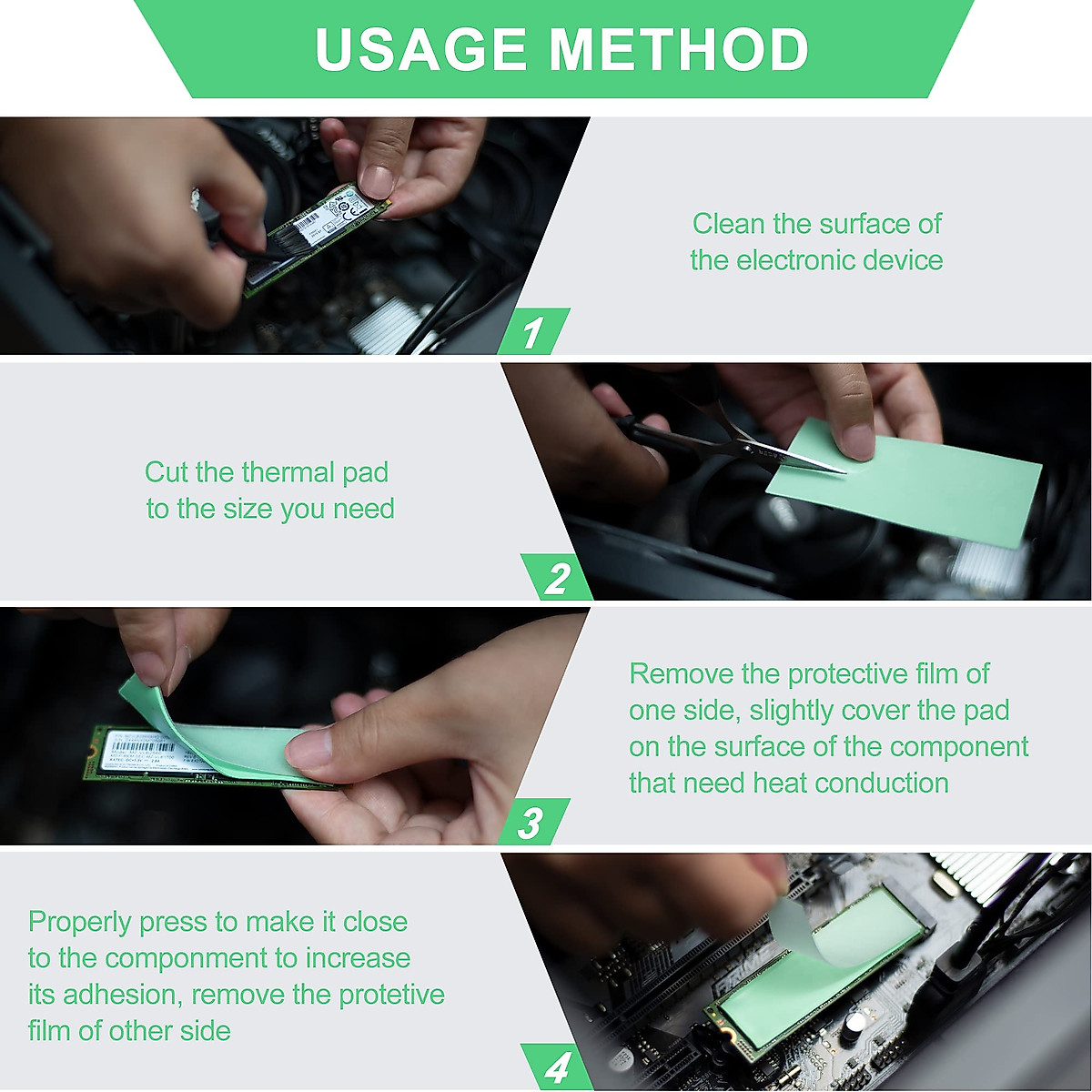 Aairhut Thermal Pad 20W/m.K, 100x50x1mm Silicone Cooling Pad Non Conductive Heat Resistance Extreme Odyssey Cover with Dual Self-Adhesive Films for PC Laptop PS4/PS5/SSD/RAM - 1 Pad