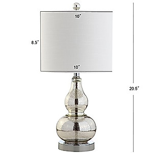 JONATHAN Y JYL1028C Anya 20.5" Mini Glass LED Table Lamp, Transitional, Glam, Midcentury, Modern, Elegant, Office, Living Room, Family Room, Dining Room, Bedroom, Hallway, Foyer, Silver